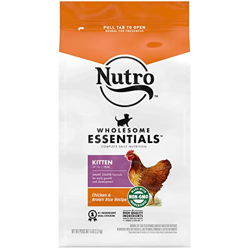 NUTRO WHOLESOME ESSENTIALS Natural Dry Cat Food, Kitten Chicken & Brown Rice Recipe Cat Kibble, 5 lb. Bag