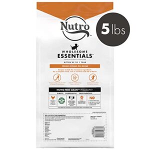 NUTRO WHOLESOME ESSENTIALS Natural Dry Cat Food, Kitten Chicken & Brown Rice Recipe Cat Kibble, 5 lb. Bag