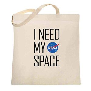 pop threads nasa approved i need my space meatball logo funny natural 15x15 inches large canvas tote bag