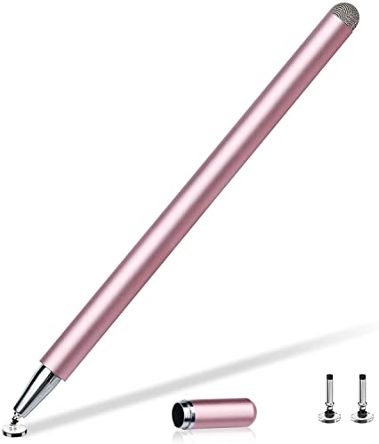 Stylus Pens for Touch Screens, LIBERRWAY Disc Stylus Pen Fiber Stylus with Magnetically Attached Cap, Compatible with ipad iPhone Chromebook, Rosegold