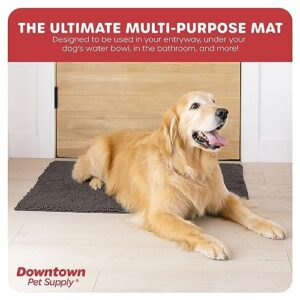 My Doggy Place Microfiber Dog Mat for Muddy Paws, 36" x 26" Ash - Absorbent and Quick-Drying Dog Paw Cleaning Mat, Washer and Dryer Safe - Non-Slip Rubber Backed Dog Floor Mat, Large