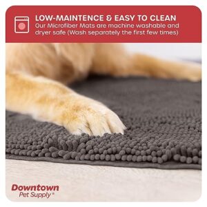 My Doggy Place Microfiber Dog Mat for Muddy Paws, 36" x 26" Ash - Absorbent and Quick-Drying Dog Paw Cleaning Mat, Washer and Dryer Safe - Non-Slip Rubber Backed Dog Floor Mat, Large