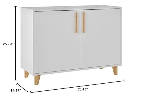 Manhattan Comfort Herald Modern 2 Door Double Sideboard Buffet, White