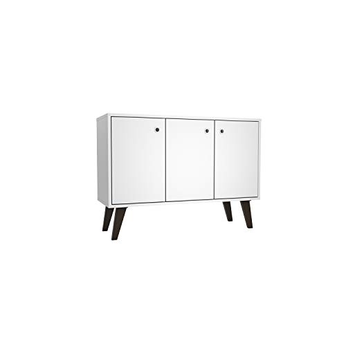 Manhattan Comfort Bromma Mid Century 3 Door Sideboard Buffet Cabinet, White