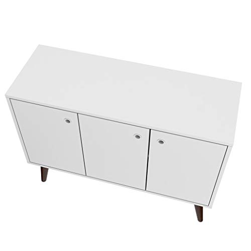 Manhattan Comfort Bromma Mid Century 3 Door Sideboard Buffet Cabinet, White