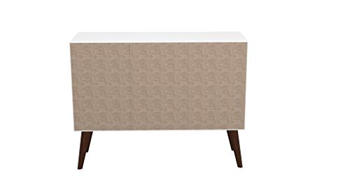 Manhattan Comfort Bromma Mid Century 3 Door Sideboard Buffet Cabinet, White