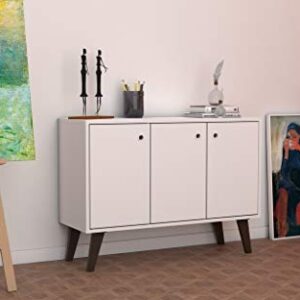 Manhattan Comfort Bromma Mid Century 3 Door Sideboard Buffet Cabinet, White