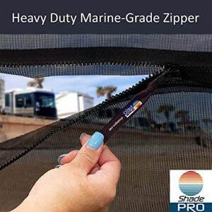 ShadePro - Vista Shade - RV Awning Shade Screen - Zipper Sun Screen Installs in Seconds - Solar Mesh Blocks 87% of Sunlight - The Original Camper Sunscreen Shade for Awnings - 19' x 9' - Grey