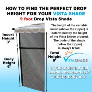 ShadePro - Vista Shade - RV Awning Shade Screen - Zipper Sun Screen Installs in Seconds - Solar Mesh Blocks 87% of Sunlight - The Original Camper Sunscreen Shade for Awnings - 19' x 9' - Grey