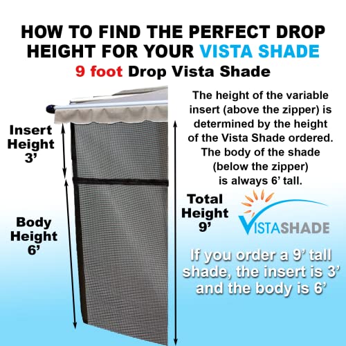 ShadePro - Vista Shade - RV Awning Shade Screen - Zipper Sun Screen Installs in Seconds - Solar Mesh Blocks 87% of Sunlight - The Original Camper Sunscreen Shade for Awnings - 19' x 9' - Grey