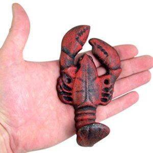 Primitive Cast Red Lobster Wall Hooks, 5 1/2 Inches, Set of 2