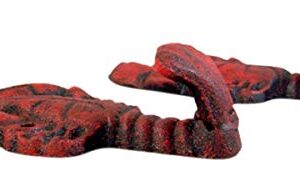 Primitive Cast Red Lobster Wall Hooks, 5 1/2 Inches, Set of 2