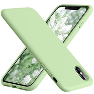 vooii for iphone x case, iphone xs case, soft silicone gel rubber bumper case microfiber lining shockproof full-body protective case cover for iphone x/xs - matcha