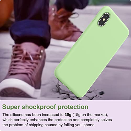 Vooii for iPhone X Case, iPhone Xs Case, Soft Silicone Gel Rubber Bumper Case Microfiber Lining Shockproof Full-Body Protective Case Cover for iPhone X/Xs - Matcha