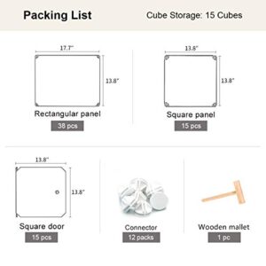 KOUSI Large Cube Storage - 14"x18" Depth Cube (15 Cubes) Organizer Shelves Clothes Dresser Closet Storage Organizer Cabinet Shelving Bookshelf Toy Organizer, White