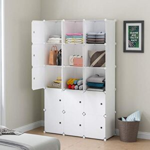 KOUSI Large Cube Storage - 14"x18" Depth Cube (15 Cubes) Organizer Shelves Clothes Dresser Closet Storage Organizer Cabinet Shelving Bookshelf Toy Organizer, White