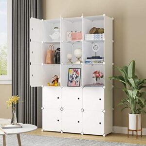 KOUSI Large Cube Storage - 14"x18" Depth Cube (15 Cubes) Organizer Shelves Clothes Dresser Closet Storage Organizer Cabinet Shelving Bookshelf Toy Organizer, White