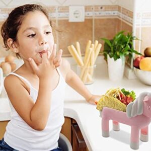 Unicorn Taco Holder Kids Plate Animal Food Holder, Cute Pink Novelty Taco Stand Holds 2 Taco Shells, Funny Taco Accessories for Fun Taco Tuesday Party