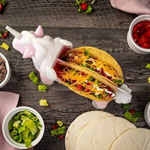 Unicorn Taco Holder Kids Plate Animal Food Holder, Cute Pink Novelty Taco Stand Holds 2 Taco Shells, Funny Taco Accessories for Fun Taco Tuesday Party