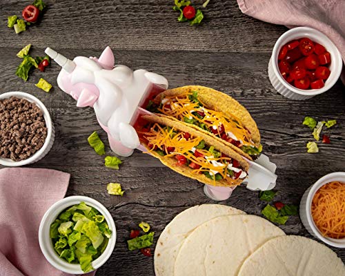 Unicorn Taco Holder Kids Plate Animal Food Holder, Cute Pink Novelty Taco Stand Holds 2 Taco Shells, Funny Taco Accessories for Fun Taco Tuesday Party