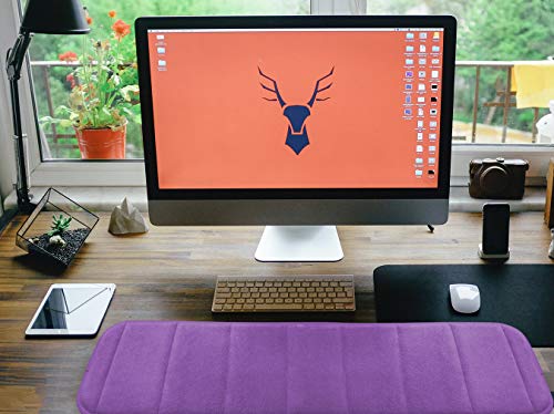 Computer Wrist Elbow Pad, Creatiee Premium Memory Cotton Desktop Keyboard Arm Rest Support Mat for Office Desktop Working Gaming - Less Elbow Pain(Long-Sized, 7.9 x 31.5 inch)(Purple)