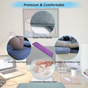 Computer Wrist Elbow Pad, Creatiee Premium Memory Cotton Desktop Keyboard Arm Rest Support Mat for Office Desktop Working Gaming - Less Elbow Pain(Long-Sized, 7.9 x 31.5 inch)(Purple)