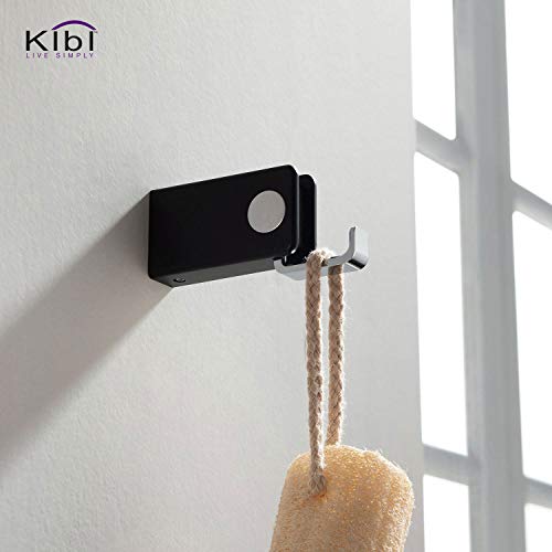 KIBI Artis Bathroom Hardware Accessory Wall Mounted Bathroom Robe Hook (Chrome Black)