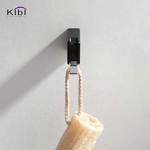 KIBI Artis Bathroom Hardware Accessory Wall Mounted Bathroom Robe Hook (Chrome Black)