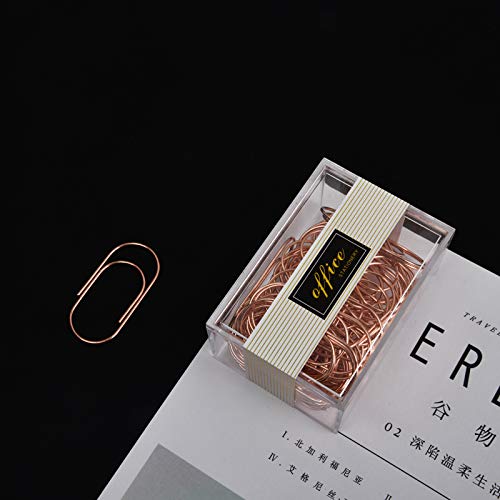 Rose Gold Large Paper Clips, 50pcs 50mm 2 inch Jumbo Paper Clip Non-Skid Large Wide Smooth Finish Steel Wire Office Supply Accessories