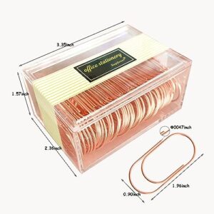 Rose Gold Large Paper Clips, 50pcs 50mm 2 inch Jumbo Paper Clip Non-Skid Large Wide Smooth Finish Steel Wire Office Supply Accessories