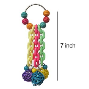 Academyus Colorful Rattan Ball Bird Parrot Budgie Chew Climbing Chain Toy Pet Cage Decor