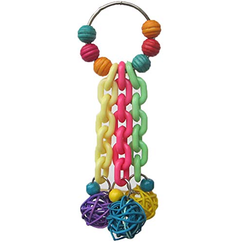 Academyus Colorful Rattan Ball Bird Parrot Budgie Chew Climbing Chain Toy Pet Cage Decor