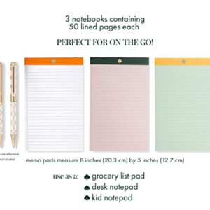 Kate Spade New York To-Do List Pad, Notepad Set of 3, Includes 50 Lined Sheets Per Memo Pad, Colorblock