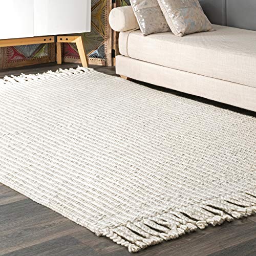 nuLOOM Keren Casual Wool Tassel Area Rug, 8x10, Off-white