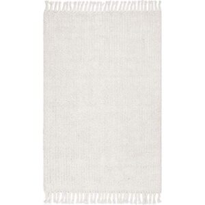 nuLOOM Keren Casual Wool Tassel Area Rug, 8x10, Off-white