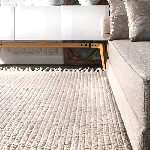 nuLOOM Keren Casual Wool Tassel Area Rug, 8x10, Off-white