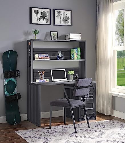 ACME Cargo Desk & Hutch - - Gunmetal