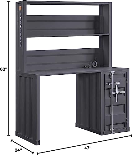 ACME Cargo Desk & Hutch - - Gunmetal