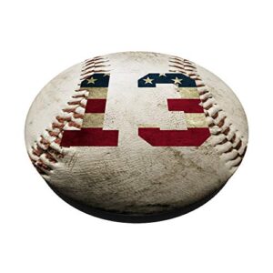 Baseball number 13 with American USA flag phone stand PopSockets PopGrip: Swappable Grip for Phones & Tablets