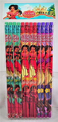 12 Disney Elena of Avalor Wooden Pencil Cartoon Character Authentic Licensed School Party Bag Fillers