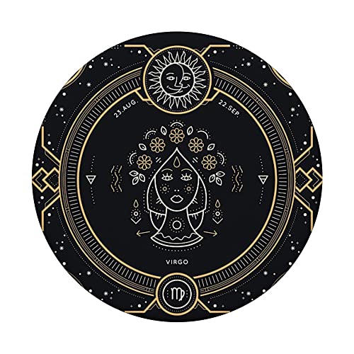 Virgo Zodiac Sign - Black and Gold Phone Accessory PopSockets Swappable PopGrip