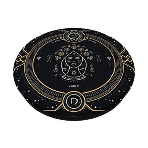 Virgo Zodiac Sign - Black and Gold Phone Accessory PopSockets Swappable PopGrip