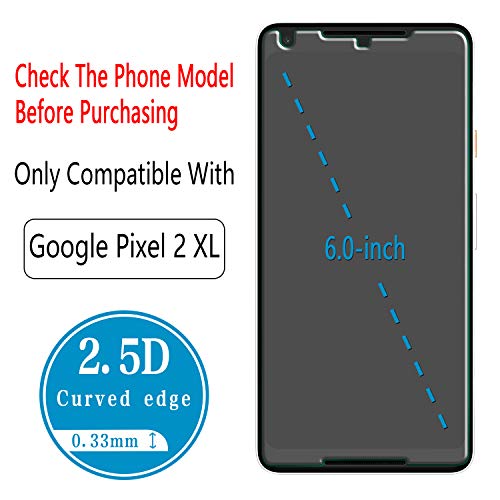 HPTech 2-Pack Tempered Glass For Google Pixel 2 XL Screen Protector, Easy to Install, Bubble Free, 9H Hardness