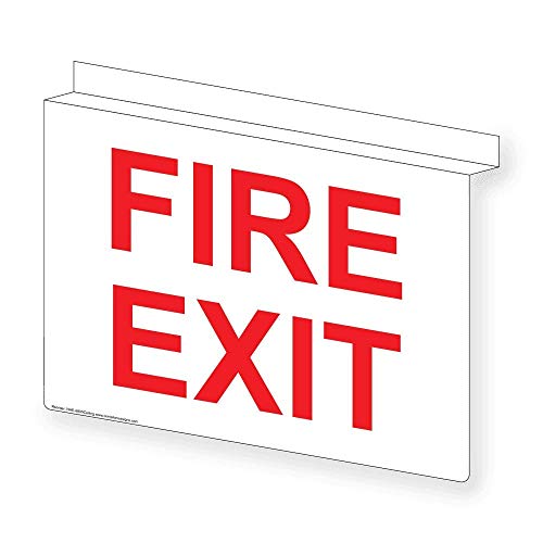 Unoopler Glow-in-Dark Tin Signs Exit Emergency/Fire Ceiling Sign, 16 x 12 with English, White