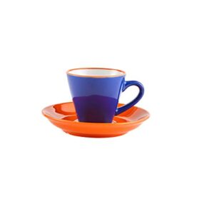 IMUSA USA Blue, 8 Piece 3oz Colorful Espresso Cups with Saucers, Orange