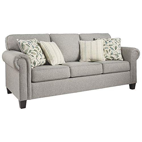 Signature Design by Ashley Alandari Traditional Sofa with 4 Accent Pillows, Gray