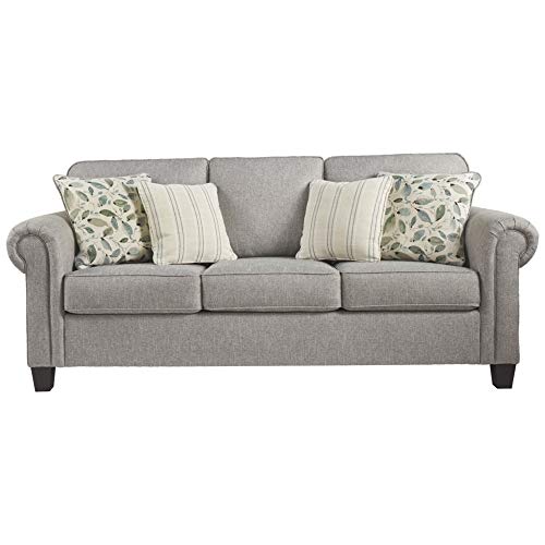 Signature Design by Ashley Alandari Traditional Sofa with 4 Accent Pillows, Gray