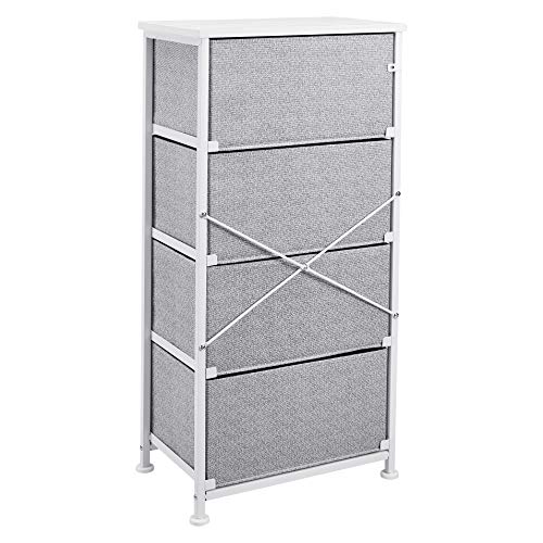 Amazon Basics Fabric 4-Drawer Storage Organizer Unit for Closet, White