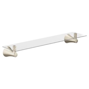 moen yb0390bn flara collection 21-inch wide glass bathroom vanity shelf, brushed nickel