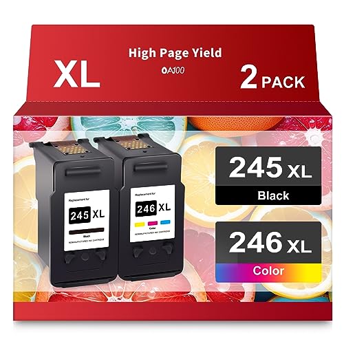 OA100 245XL 246XL Ink Cartridges Replacement for Canon 245 246 PG 245XL for Pixma MX490 TR4520 TS3122 MG2522 TS3322 MX492 TR4522 MG2500 TR4500 TS3300 MG2922 (1 Black, 1 Tri-Color) 245XL